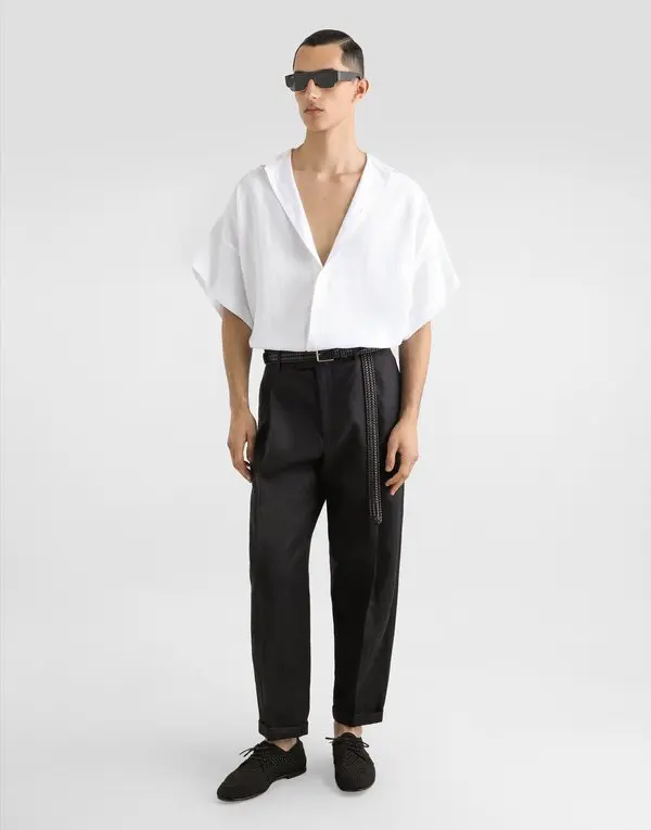 Dolce & Gabbana Linen Fabric Trousers - Black