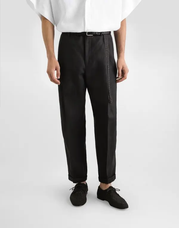Dolce & Gabbana Linen Fabric Trousers - Black