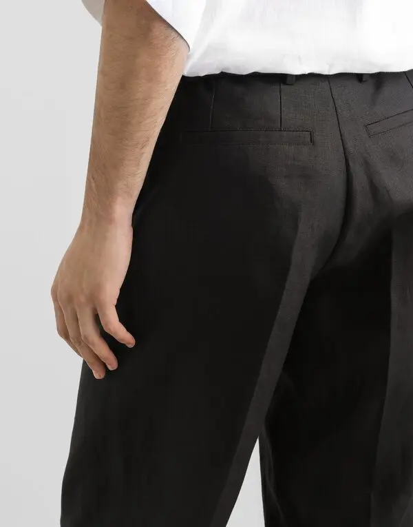 Dolce & Gabbana Linen Fabric Trousers - Black
