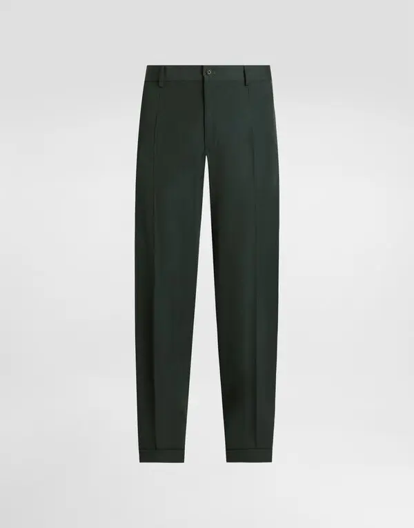 Dolce & Gabbana Woolen Trousers With Turn-ups - Green
