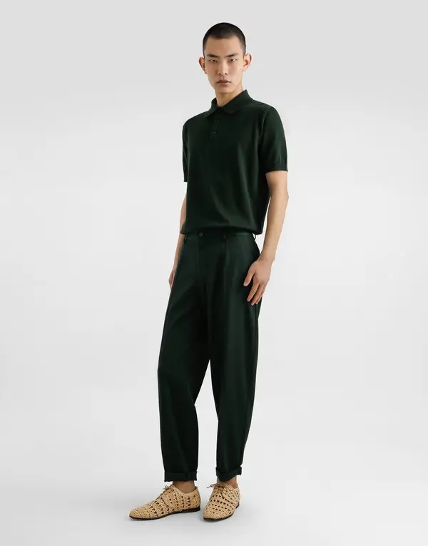 Dolce & Gabbana Woolen Trousers With Turn-ups - Green