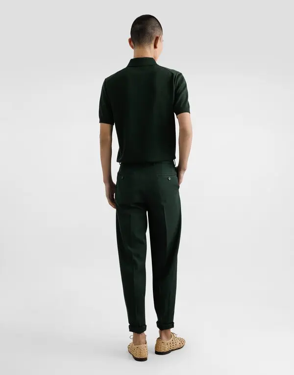 Dolce & Gabbana Woolen Trousers With Turn-ups - Green