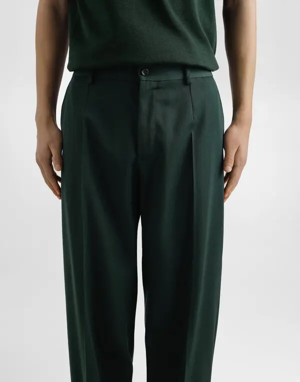 Dolce & Gabbana Woolen Trousers With Turn-ups - Green