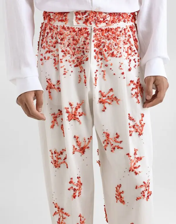 Dolce & Gabbana Cotton Twill Pants With Embroidery