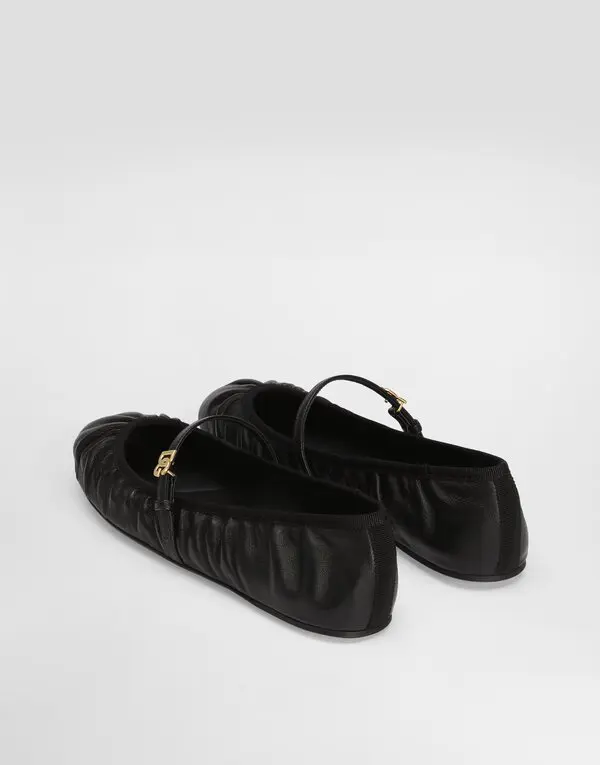 Dolce & Gabbana Vally Nappa Leather Ballet Flats - Black