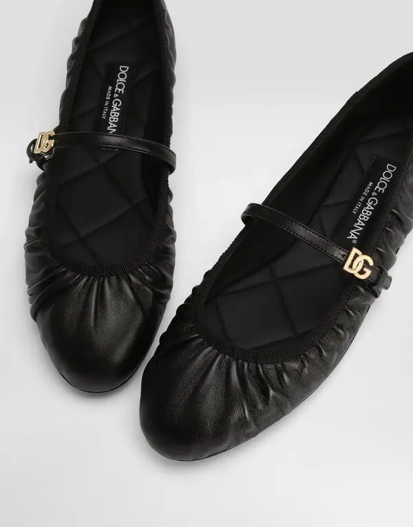 Dolce & Gabbana Vally Nappa Leather Ballet Flats - Black