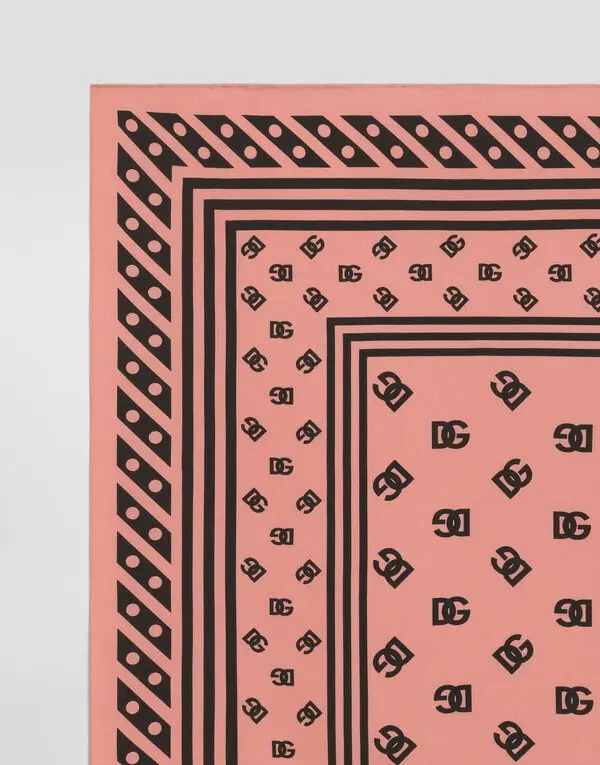 Dolce & Gabbana Silk Twill Foulard With All-over Dg Logo