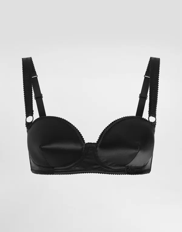 Dolce & Gabbana Satin Balconette Bra With Conical Cups - Black