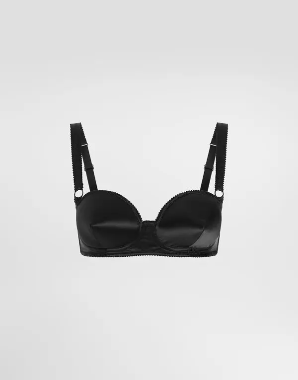 Dolce & Gabbana Satin Balconette Bra With Conical Cups - Black