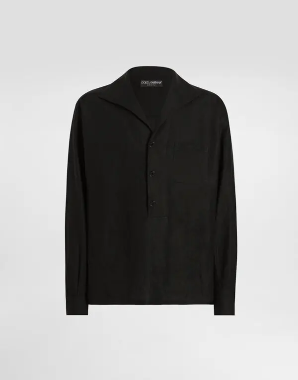Dolce & Gabbana Three-button Long-sleeved Linen Shirt - Black