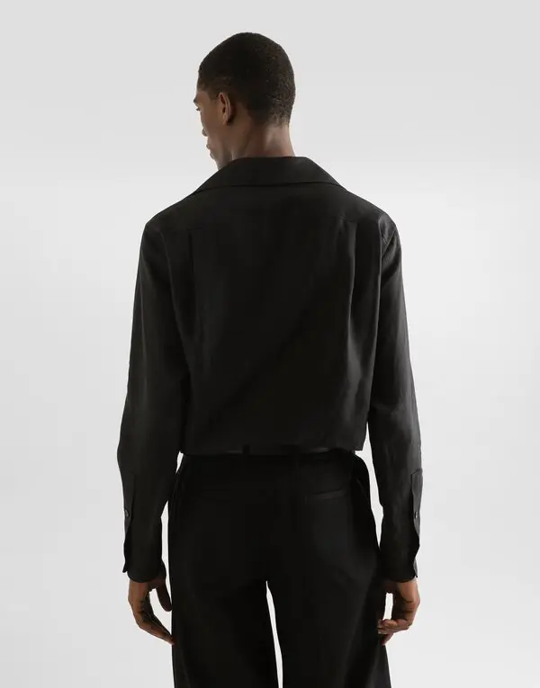 Dolce & Gabbana Three-button Long-sleeved Linen Shirt - Black