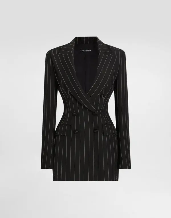 Dolce & Gabbana Double-breasted Pinstripe Wool Jacket - Multicolor