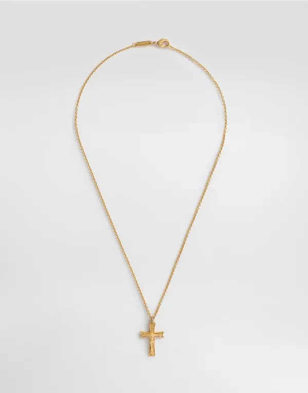 Dolce & Gabbana Logo Cross Necklace - Gold