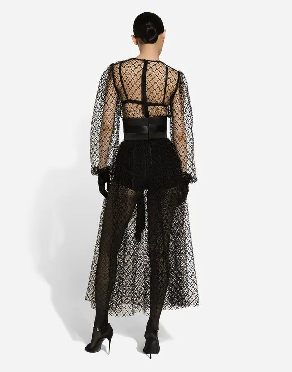 Dolce & Gabbana Calf-length Mesh Dress With Belt