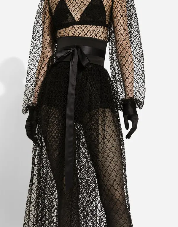 Dolce & Gabbana Calf-length Mesh Dress With Belt