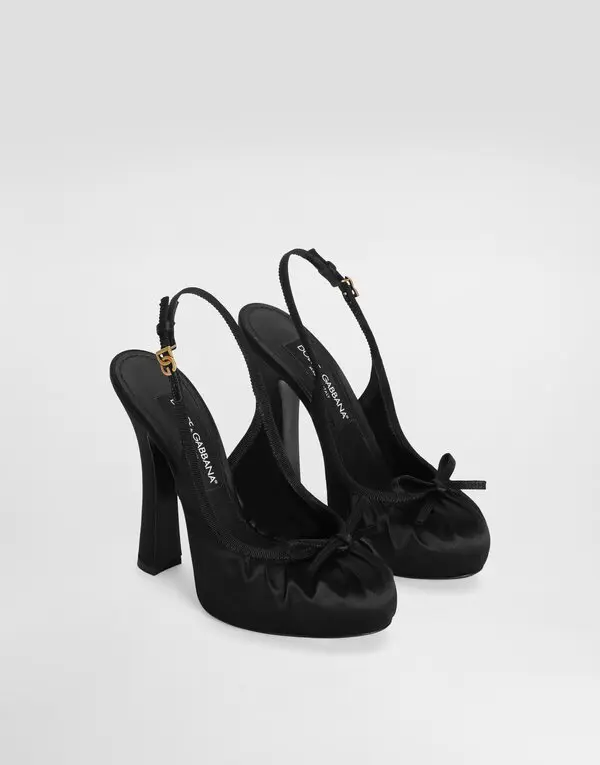 Dolce & Gabbana Satin Slingbacks - Black