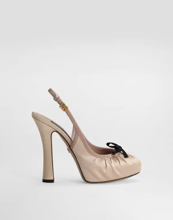 Dolce & Gabbana Satin Slingbacks - Beige