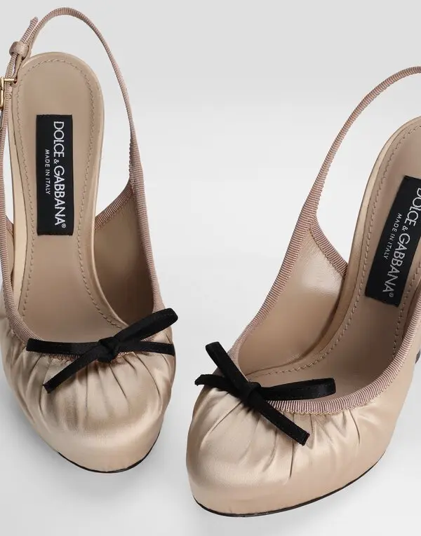 Dolce & Gabbana Satin Slingbacks - Beige