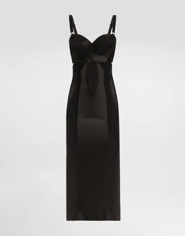 Dolce & Gabbana Satin And Lace Dress With Corset - Black