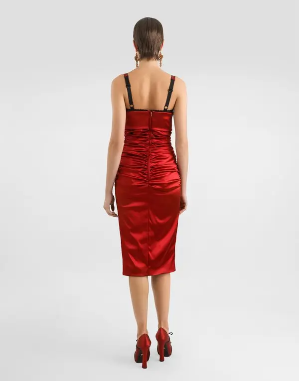 Dolce & Gabbana Draped Satin Dress With Conical Cups - Bordeaux