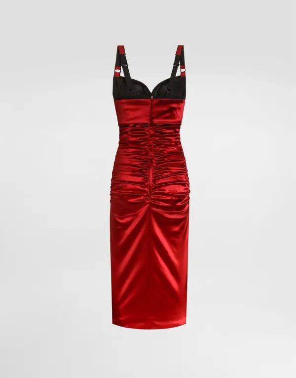 Dolce & Gabbana Draped Satin Dress With Conical Cups - Bordeaux