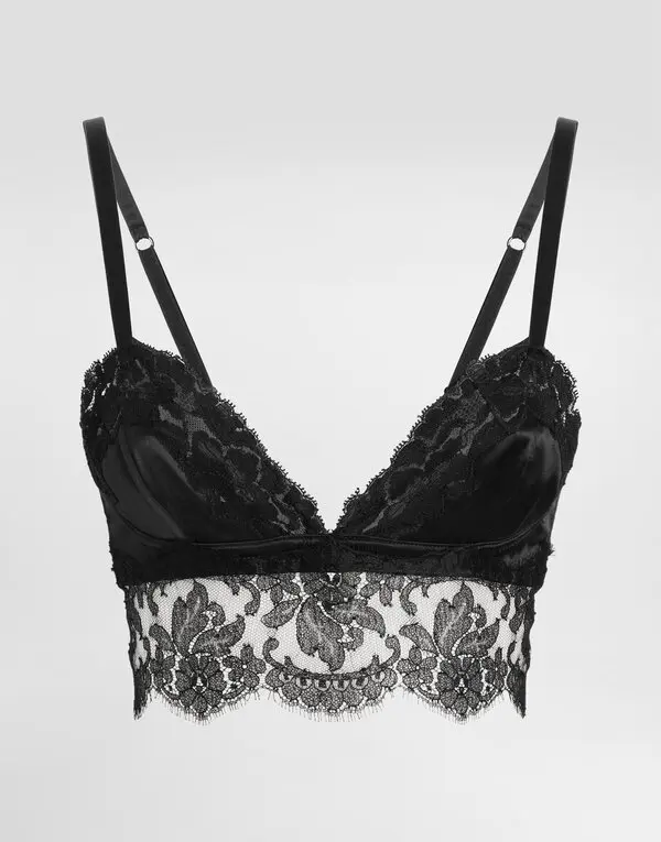 Dolce & Gabbana Satin And Lace Bralette Top - Black
