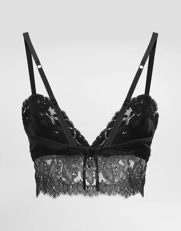 Dolce & Gabbana Satin And Lace Bralette Top - Black