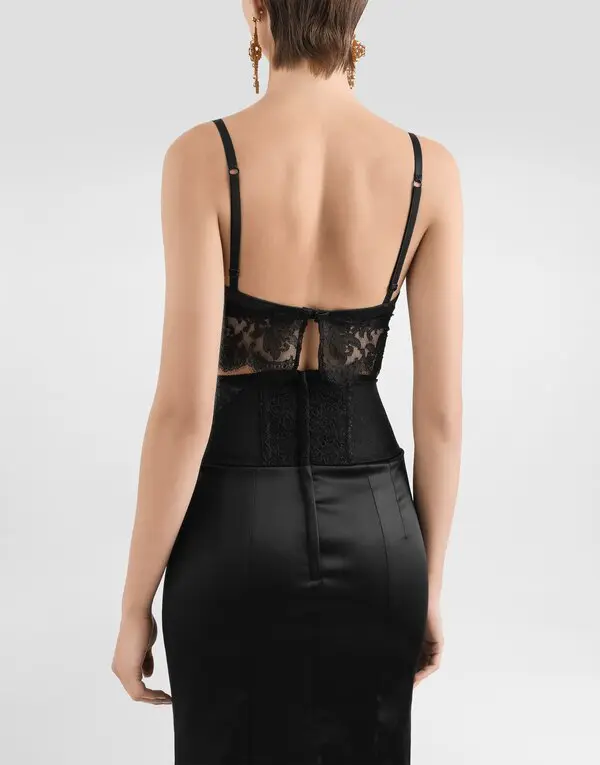 Dolce & Gabbana Satin And Lace Bralette Top - Black