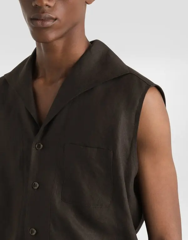 Dolce & Gabbana Three-button Sleeveless Linen Shirt