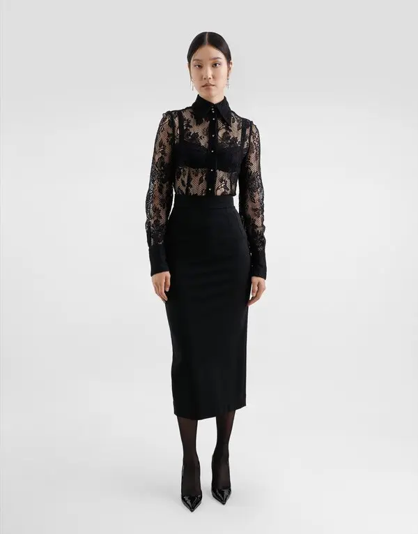 Dolce & Gabbana Floral Lace Shirt With Scalloping