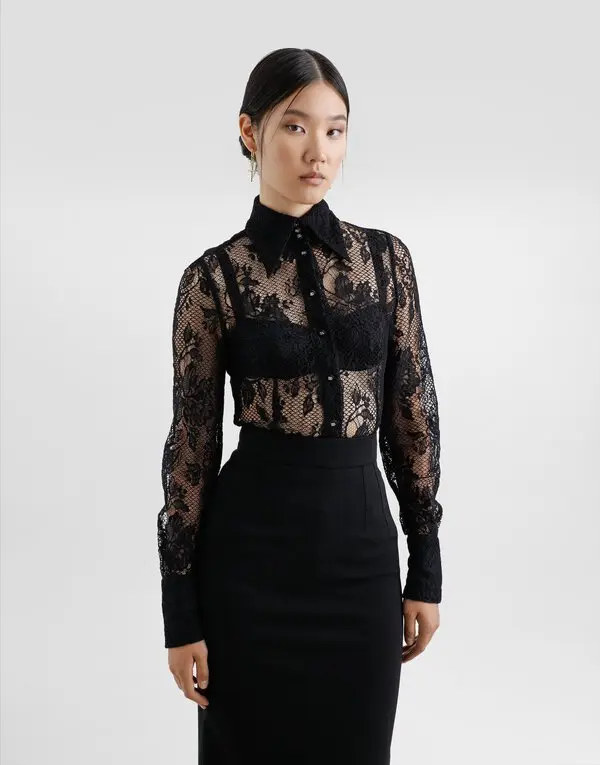Dolce & Gabbana Floral Lace Shirt With Scalloping