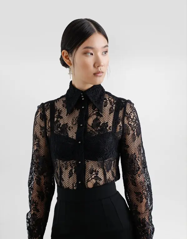 Dolce & Gabbana Floral Lace Shirt With Scalloping