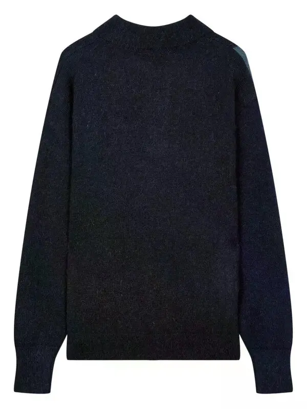 STUDIO TOMBOY Fine-knit Polo Shirt With Color-block Design - Blue