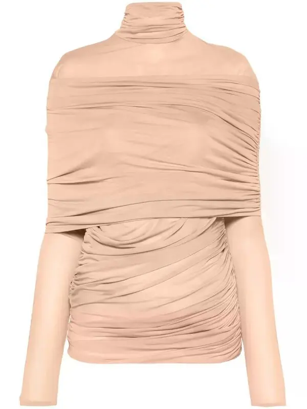 MUGLER Ruched Top - Neutrals