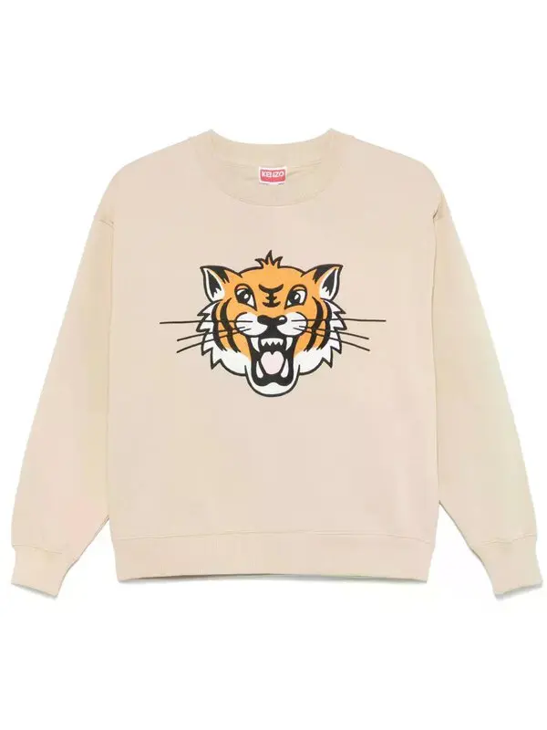 Kenzo Happy Tiger-embroidered Sweatshirt - Neutrals
