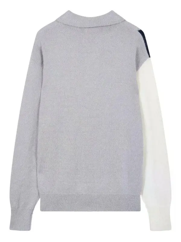 STUDIO TOMBOY Fine-knit Color-blocked Polo Shirt - Grey