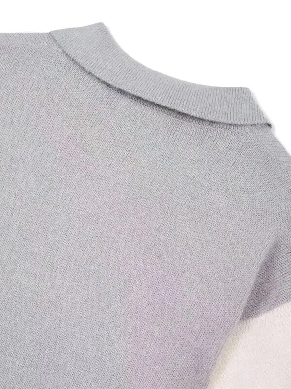 STUDIO TOMBOY Fine-knit Color-blocked Polo Shirt - Grey