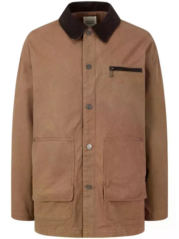 STUDIO TOMBOY Corduroy-collar Canvas Jacket - Brown