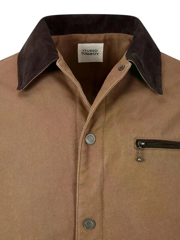 STUDIO TOMBOY Corduroy-collar Canvas Jacket - Brown
