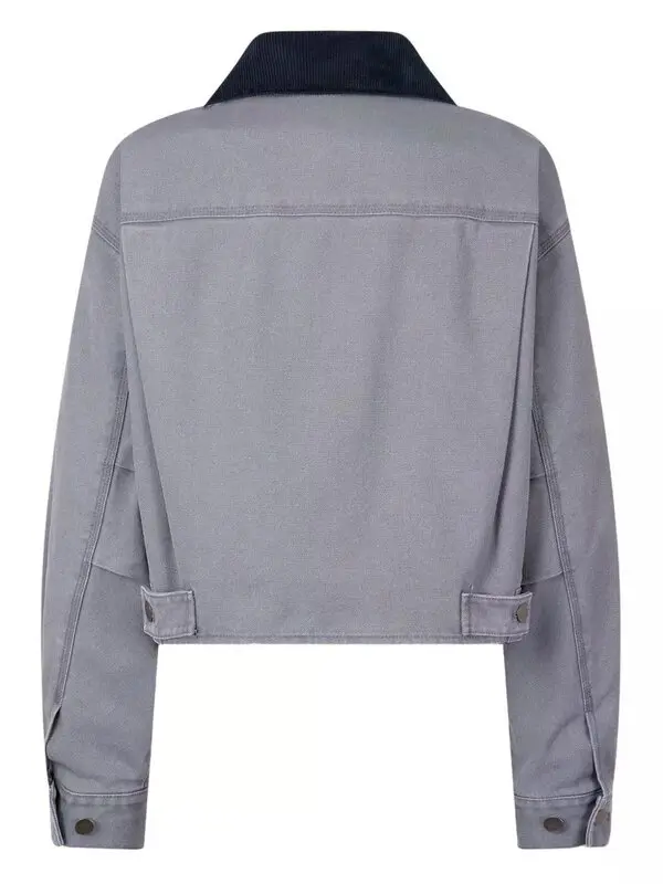 STUDIO TOMBOY Corduroy-collar Cropped Jacket - Blue