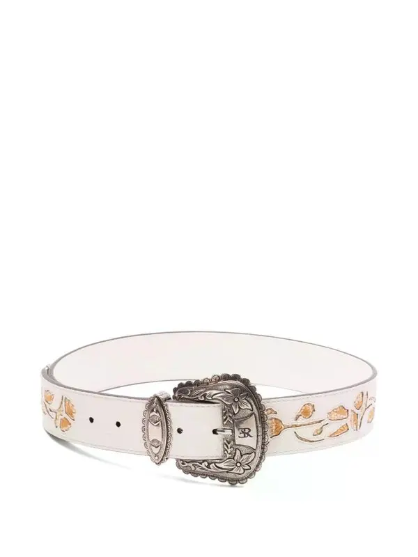 Ermanno Scervino Floral-engraved Belt - White
