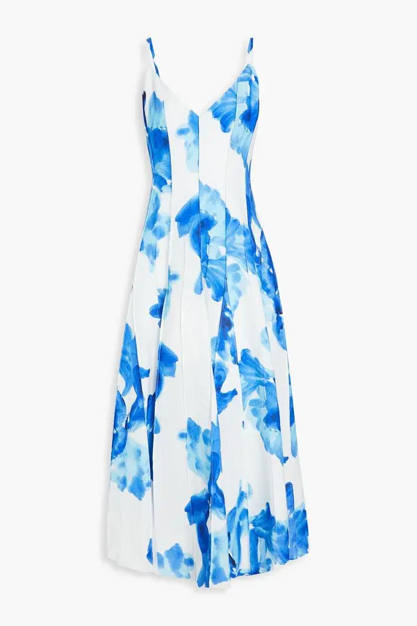 NICHOLAS Floral-print Linen-blend Maxi Dress - Royal Blue