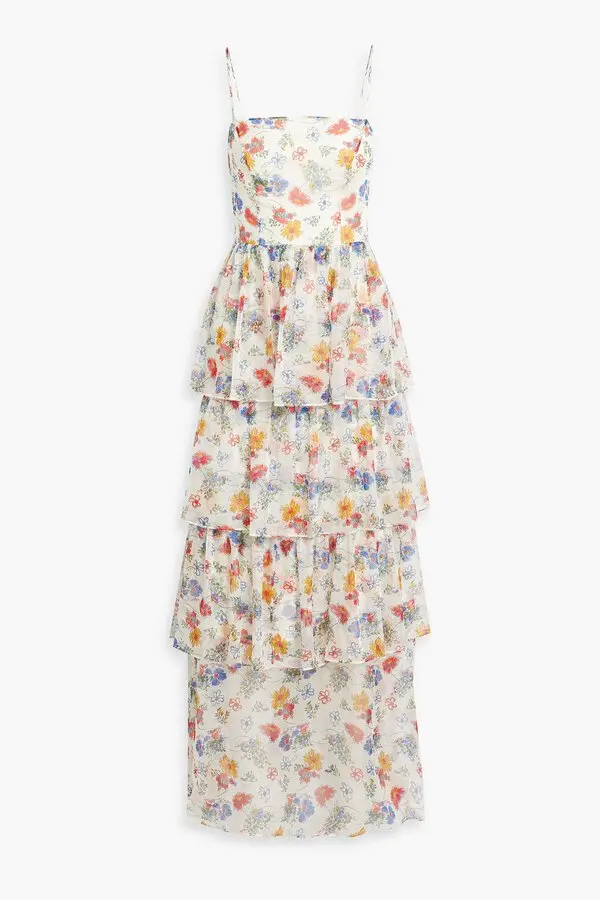 white christmas dresses Ayanna Floral Pleated Tiered Maxi Dress main image 0