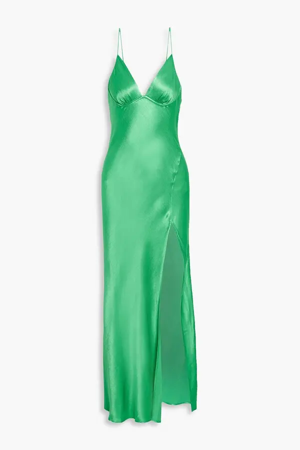 ren satin maxi dress - bright green | UK 6