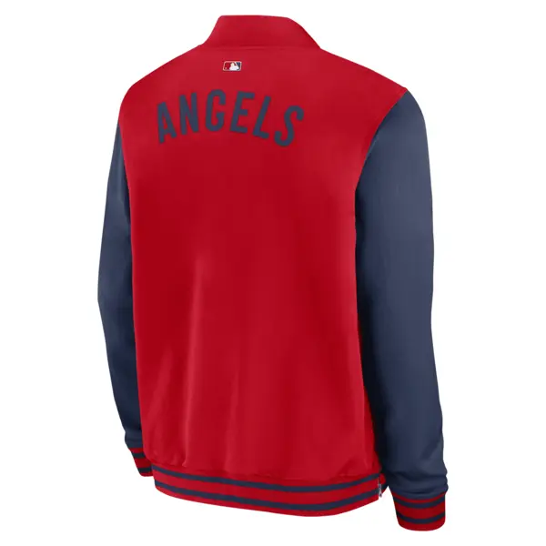 Nike Los Angeles Angels Authentic Collection Mlb Full-zip Bomber Jacket - Red