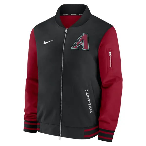Nike Arizona Diamondbacks Authentic Collection Dugout Mlb Full-zip Bomber Jacket - Black