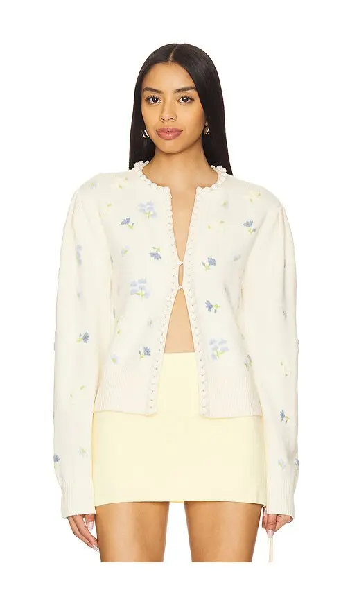 Majorelle Talia Embroidered Floral Cardigan - Ivory