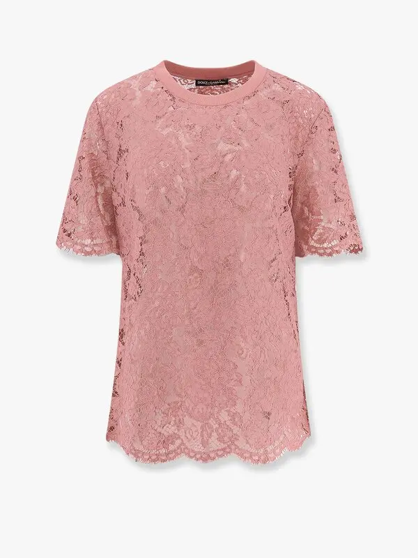 Dolce & Gabbana Floral Lace Top - Pink