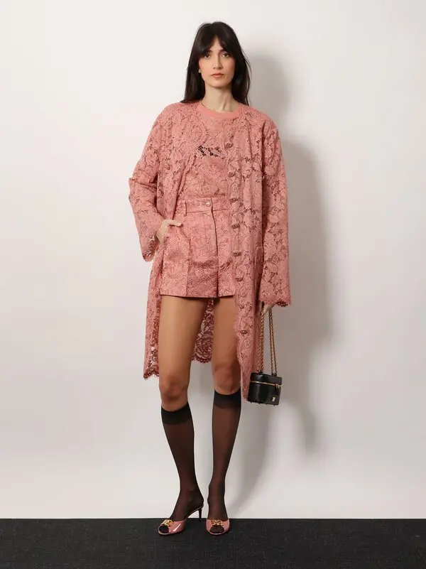 Dolce & Gabbana Floral Lace Top - Pink
