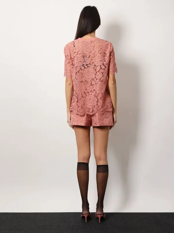 Dolce & Gabbana Floral Lace Top - Pink